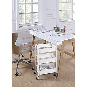 SunnyPoint 3-Tier Delicate Compact Rolling Metal Storage Organizer - Mobile Utility Cart Kitchen/Under Desk Cart with Caster Wheels (WHT, Compact (15.5" X 26.8" X 10.27"))