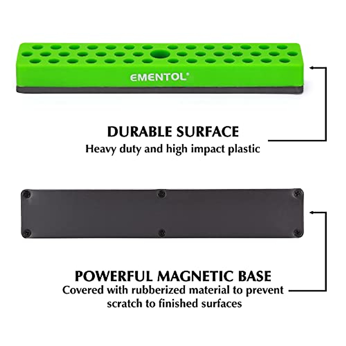 EMENTOL 1/4" Magnetic Bits Holder - Green, 43PCS Hole, Bit Organizer with Strong Magnetic, Magnetic Bits Organizer