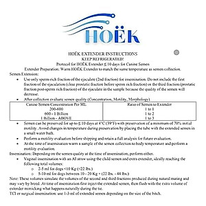 Canīnus-EXT™ Chilled RTU Extender 10X – Long Term Canine Semen 20ML - Dairy & Animal Protein-Free, Protects Dog Sperm During Shipping or Storage, No Mixing Required - Hoëk Labs