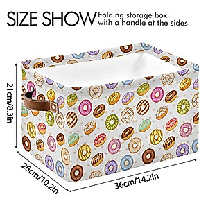 Kigai Doughnut Storage Bins for Shelves, Storage Basket with Double Handle, Foldable Storage Cubes with Metal Frame, Rectangular Closet Organizer Containers for Home Bedroom