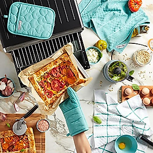 KitchenAid Onion Quilt KT OM PH Kitchen Towel, Oven Mitt & Potholder Set, Aqua Sky