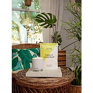 NOTES Sustainable Candle Starter Kit - Zesty Fresh Duo | Refillable & Reusable Candles | Fresh Scented Candles | 100% Natural Wax | Citrus & Fresh Basil and Linen & Crisp Air Candle Refills