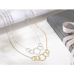 Sterling Silver 50th Birthday Necklace for Women - 5 Linked Rings for 5 Decades Pendant, 50th Birthday Gift Jewelry for Her, Best Friend Turning 50, Wife gift for 50th Birthday Celebrations