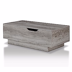 24/7 Shop at Home Kianna Farmhouse 48 in. Hidden Storage Wood Lift-Top Coffee Table with 1 Shelf for Living, Reception Room, Home Office, Bedroom, Vintage Gray Oak