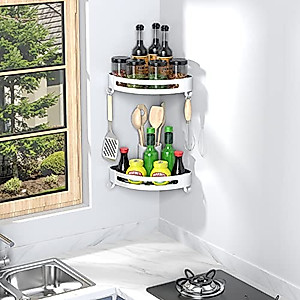 2 Pack Corner Shower Caddy,Waterproof Shower Shelf ,Bathroom Shower Organizer,No Drilling Shower Shelves , Thickened Anti-Rust Space Aluminum Shower Caddy, Shower Organizer with 4 Hooks (Silver)