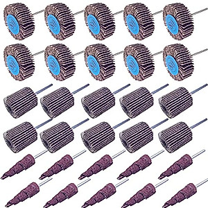 SACKORANGE 30 PCS Abrasive Flap Wheel Sander, 80 Grit 1/8" Shank Diameter Cone Shape Abrasive Sandpaper Flap Sanding Wheel Grinding Head Rotary Tool for Grinding and Polishing