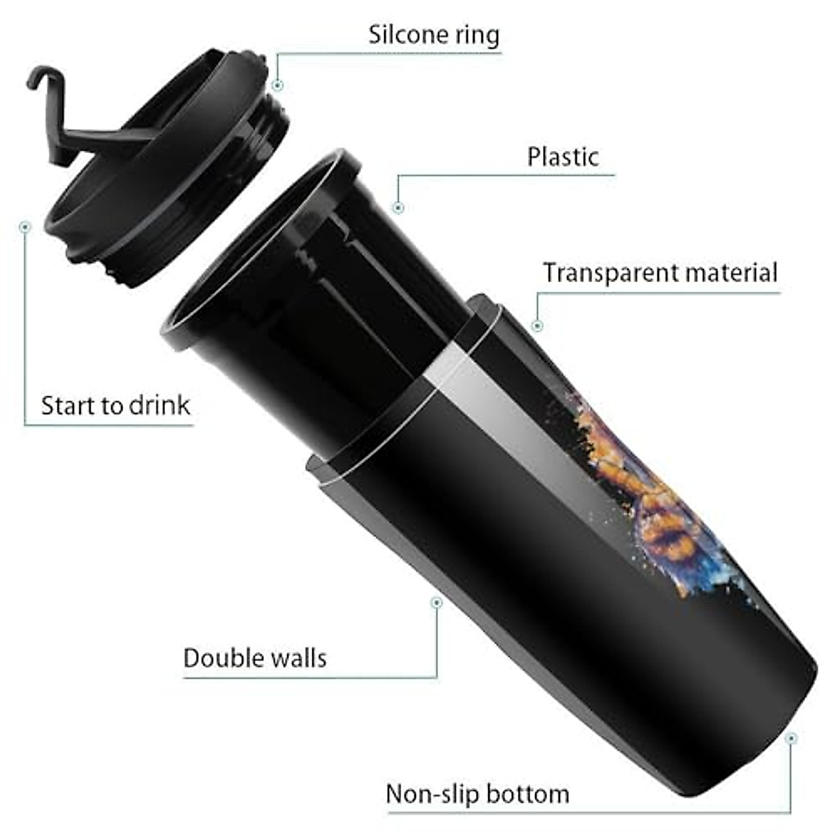 Peace Sign Bigfoot Sasquatch Travel Coffee Mug Reusable Coffee Cup Tumbler with Lid for Outdoor 350ml