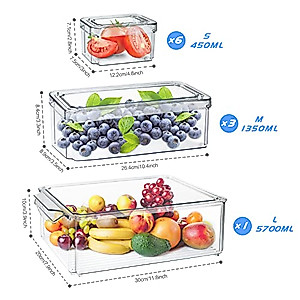 MDHAND Fridge Organizer - Refrigerator Organizer Bins, 10pcs Fridge Organizer and Storage Clear, Stackable Fridge Organizer Bins with Lid BPA Free Egg Organizer for Refrigerator