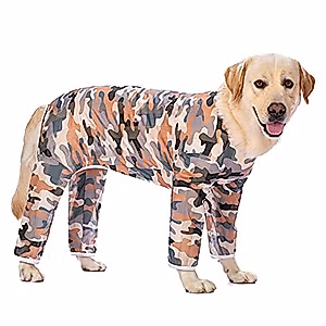 Dog Clothes, Large Dog Pajamas Camouflage Printing Cooling Dog Onesie Sunscreen Four-Legged Jumpsuit Shirt Anti-Hair Apparel for Medium Large Dogs (32#:Camouflage)