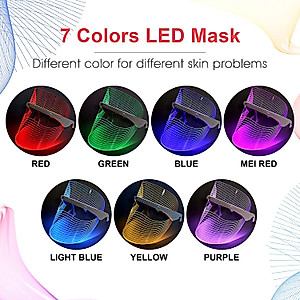GXDDZM LED Beauty Mask LED Face Mask Light Therapy Red Light Therapy For Face Facial Skin Care Masks Photontherapy Mask 7 Colors Beauty Skin Rejuvenation Mask, Gift For Christmast