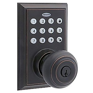 Honeywell Safes & Door Locks BLE Electronic Entry Knob with Keypad, Square Faceplate, Oil Rubbed Bronze
