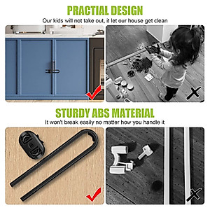 10-Pack Safety Cabinet Locks for babies, Child safety cabinet locks, baby Proof Cabinet latches, Adjustable U-Shaped Sliding Child locks for Closet cabinets Knob Handle