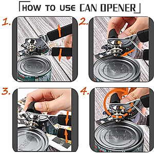 Can Opener Manual,Handheld Heavy Duty Can Opener Smooth Edge Comfortable Grip Safety Can Openers, Oversized Easy Turn Knob & Stainless Steel Sharp Blade,Ergonomic
