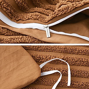 BEDAZZLED 5 Pieces Full/Queen Duvet Cover Set, Boho Bedding Sets for Modern Home, Tufted and Super Soft Comforter Covers, Pumpkin