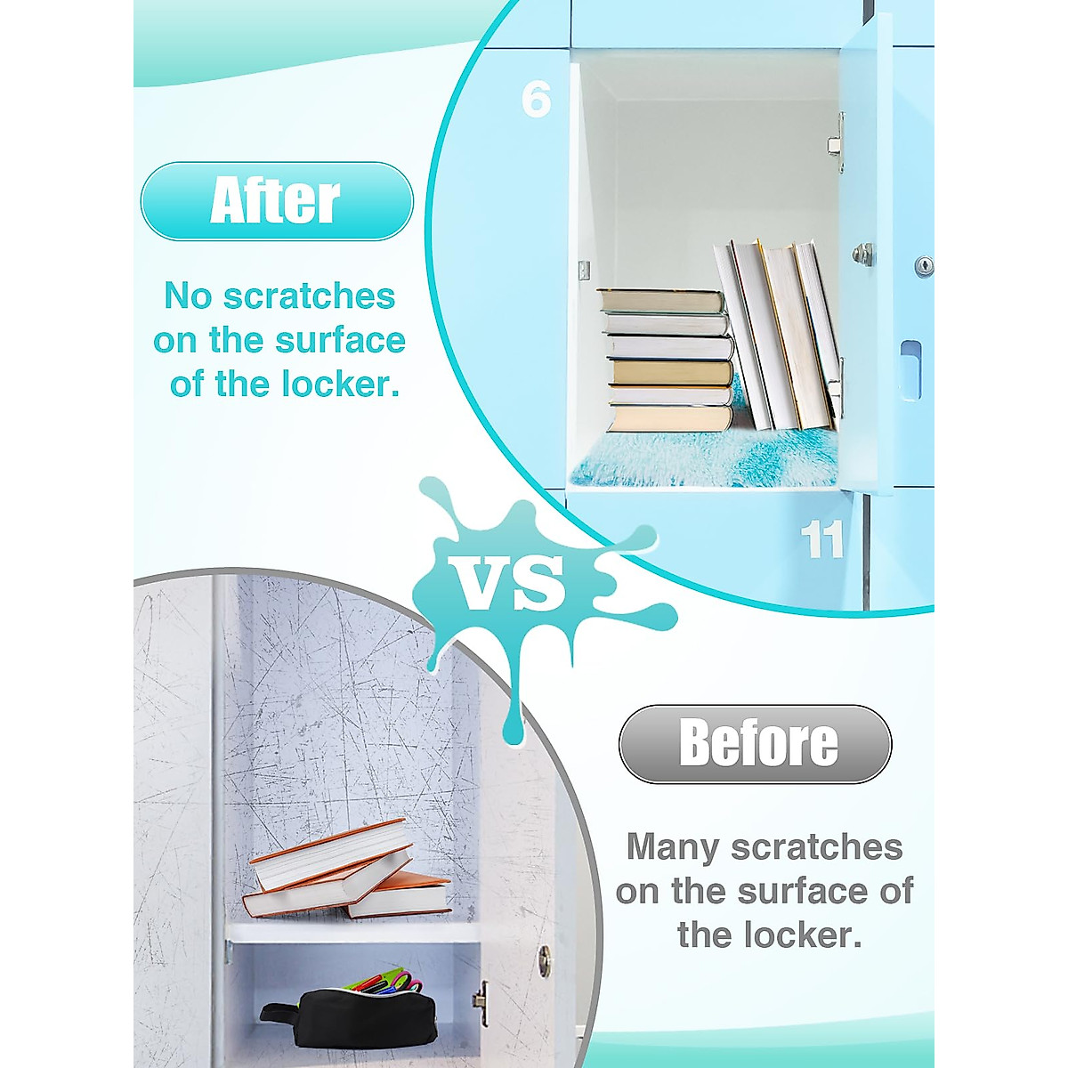 School Locker Rugs, Tie-dye 12 Inch Square Locker Decorations for Girls, Fluffy Faux Fur Area Carpet with Anti-Slip Layer for Middle School Locker Decor Aesthetic Nail Photography (Lake Blue, 2 Pcs)