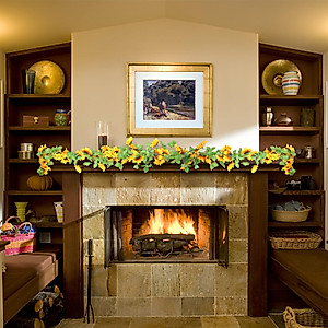 DomeStar 4 Pack Artificial Sunflower Garlands 29 FT Silk Sunflower Vines with Green Leaves, Hanging Flowers Garland for Sunflower Theme Party Fall Wedding Home Decorations