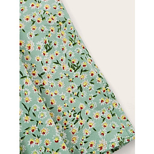 Floerns Women's Ditsy Floral High Waist Cami Short A Line Dress Green S