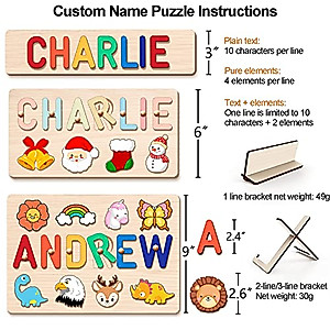 BeneCharm Personalized Name Puzzle for Kids, Custom Baby Gifts, Wooden Puzzles for Toddlers, First Birthday Gifts for Boys Girls, Toddler Educational Toys