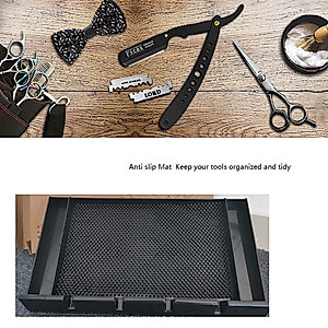 Barber Clipper Tray, Salon Anti-slip Clippers Organizer,Razor Case with 4 Notches Professional Hair Trimmer Holder Hairdresser Stylists Barber Tools Box (Black)