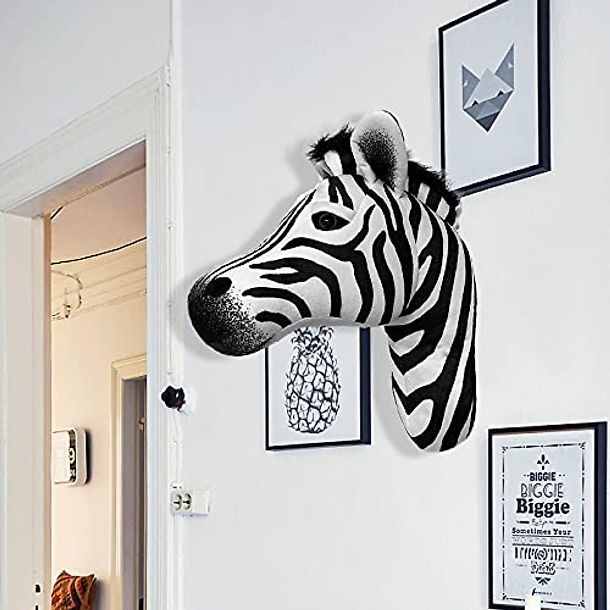 WOKI Jungle Zebra Stuffed Animal Heads for Wall Nursery Room Mount Charmers Fantasy Wall Decoration Hanging Girls Children Room