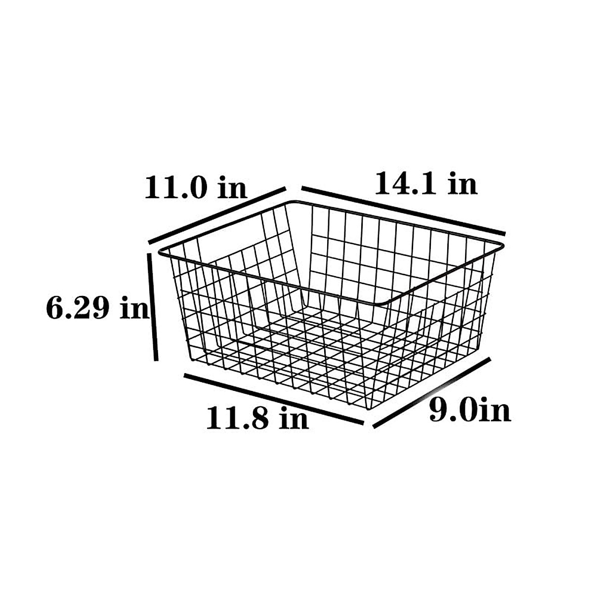 Aeggplant Kitchen Wire Baskets Farmhouse Decor Metal Food Storage Organizer,Household Refrigerator Bin with Built-in Handles for Cabinets,Pantry,Bathroom,Black