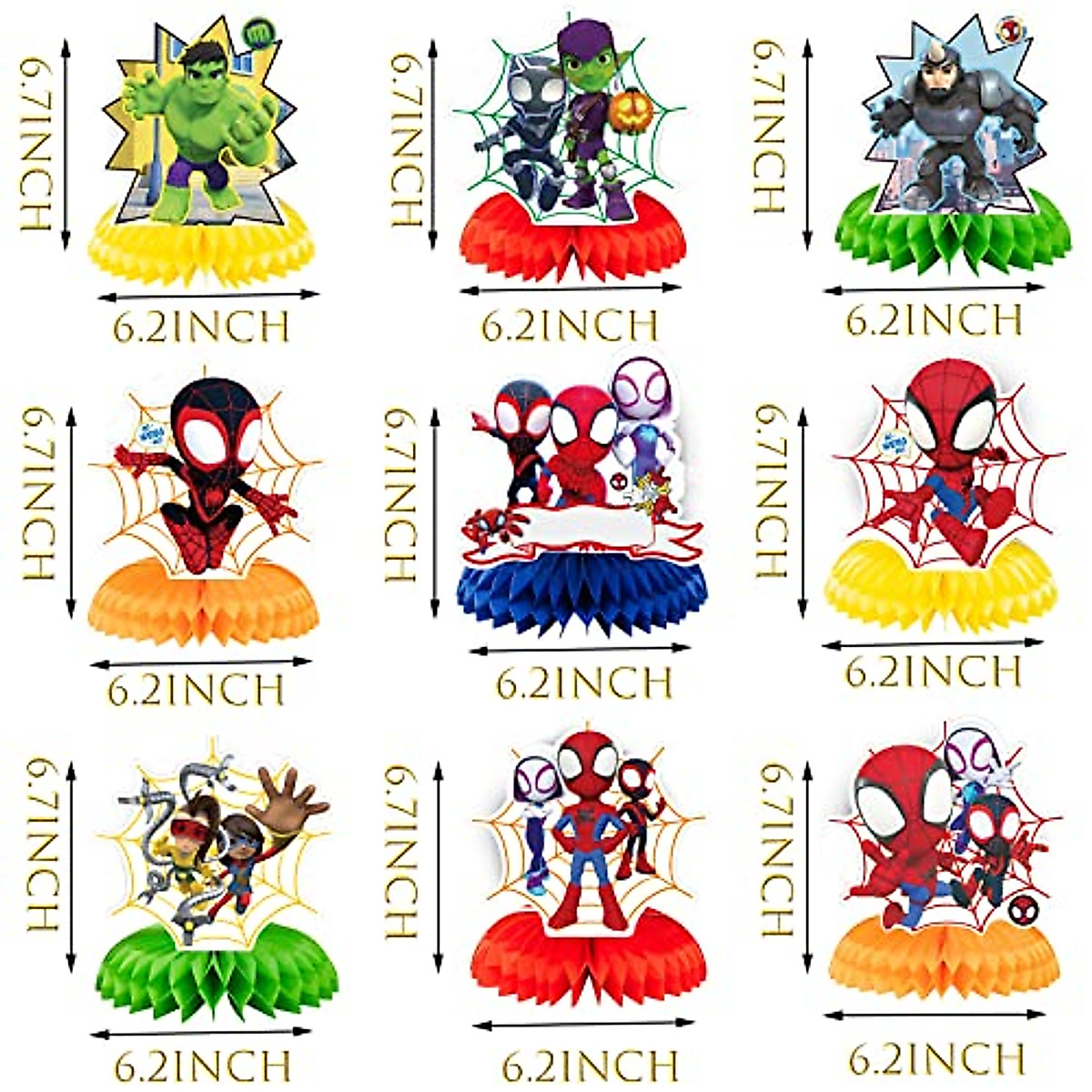 Spidey and his amazing friends Birthday Decorations, Honeycomb Centerpieces, table Decorations, Birthday Baby and kids Party Supplies.