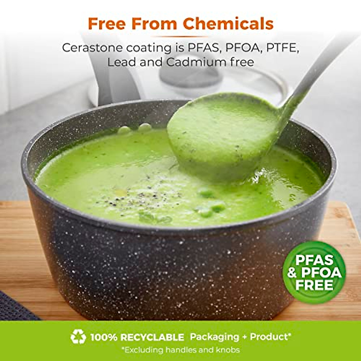 Tower Cerastone Forged Aluminium Pan Set with Easy Clean Non-Stick Ceramic Coating, 5 Piece, Graphite