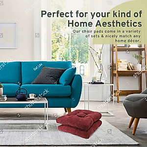 Arlee Tyler, Set of 2-Memory Foam Chair Pads, Non-Skid Backing-Durable Thick Seat Cushions for Kitchen, Office, Patio, 15" L x 14" W, Burgundy Red 2 Count