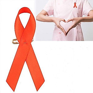 Orange Satin Awareness Ribbons, zosenda 50 Pcs Pre-Formed Orange Fabric Ribbons with Safety Pins (Already Attached)