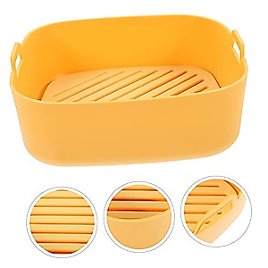 SHOWERORO Air Fryer Silicone Air Fryer Oven Air Fryer Pad Para Air Fryer Air Fryer Cooking Pot Air Fryer Pan Baking Mat Yellow To Rotate Household Silica Gel Round Cake Pans Oven Air Fryer