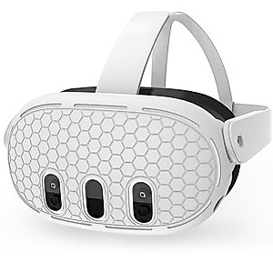 VR Shell Protective Protector Cover for Meta/Oculus Quest 3 Accessories, Silicone Front Headset Protector Cover Anti Scratch Anti Dust Anti Shock, Compatible with Quest 3 Accessories (White)