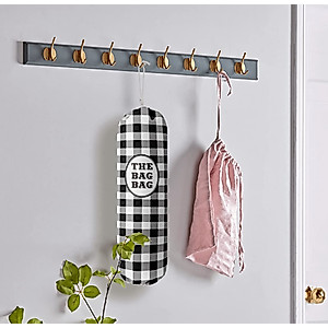 Black White Buffalo Check Plaid Grocery Bags Holder Organizer For Shopping Bags，Wall Mount Plastic Bags Storage Container Dispensers, Kitchen Housewarming Gifts For Women Family Friends Grandma Mom