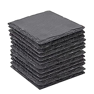 Cakocaco Set of 12 Slate Coasters, Non-Stick, Anti-Slip Drink Coasters, Personalized Engraving Available, Bulk Square Coasters for Drinks, Outdoor Stone Coasters for Any Wood, Marble Dinning Table…