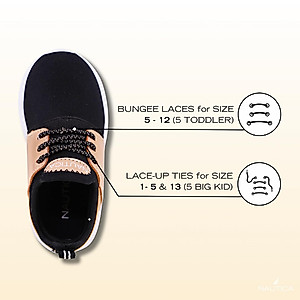 Nautica Youth Girls Athletic Fashion Lace Up Tennis Sneakers-Kappil Metallic-Rose Gold Black Size-2