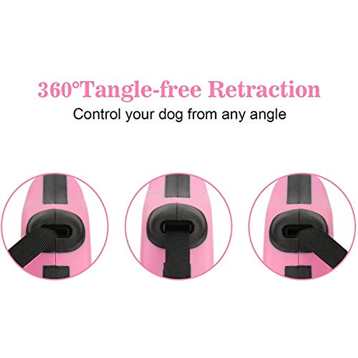 Retractable Dog Leash, Pet Walking Leash with Anti-Slip Handle, Strong Nylon Tape, Tangle-Free, One-Handed One Button Lock & Release, Suitable for Small Medium Dog Cat,10 ft