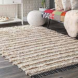 nuLOOM Emerita Tassel Shag Area Rug, 5' x 8', Beige