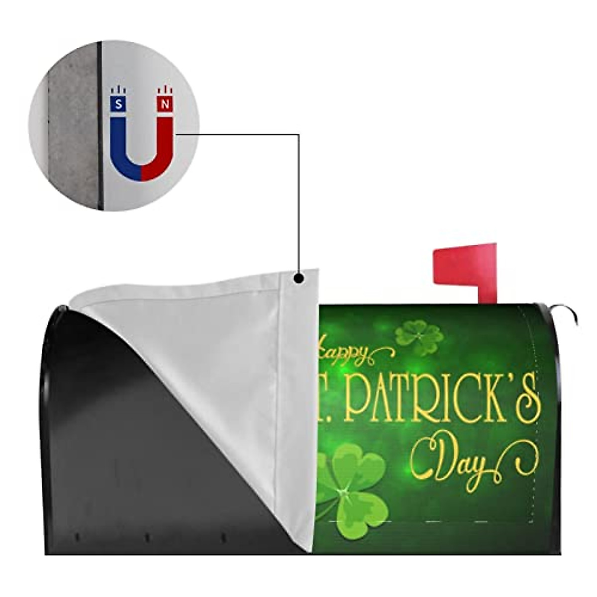St Patricks Day Mailbox Covers Magnetic 21" X 18" Lucky Shamrocks Clover Mailbox Standard Size Mailbox Wraps Waterproof Post Letter Box Cover Christmas Decorations for Garden Outdoor