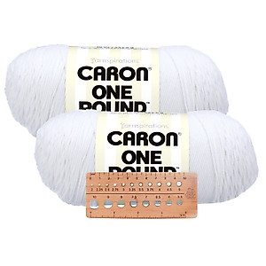 Caron One Pound Yarn - 2 Pack with Pattern Cards in Color (White)