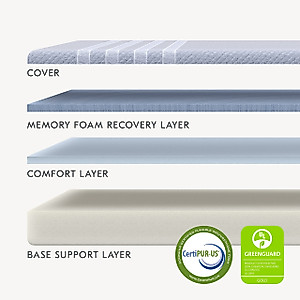 Leesa Studio 10" Mattress, Twin Size, Cooling Memory Foam / CertiPUR-US Certified / 100-Night Trial, Heather-blue