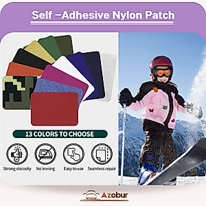 Azobur 6-Pack Nylon Repair Patch Self Adhesive Vinyl Outdoor Camping Gear Repair Kit,Waterproof Fabric Repair Patches for Down Jacket, Tent, Sleeping Bag （Black）