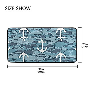 Kitchen Mat Rug Comfort Standing Mat Anchors Blue Soft Absorbent Runner Rug for Hallway Entryway Bathroom 39x20 inch