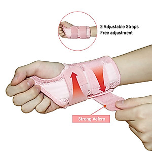 HYCOPROT Wrist Brace Night Wrist Sleep Support Splint Compression Sleeve Adjustable Straps for Wrist Pain Relief, Carpal Tunnel, Arthritis, Tendonitis, Fitness (Pink, S/M-Right Hand (Pack of 1))