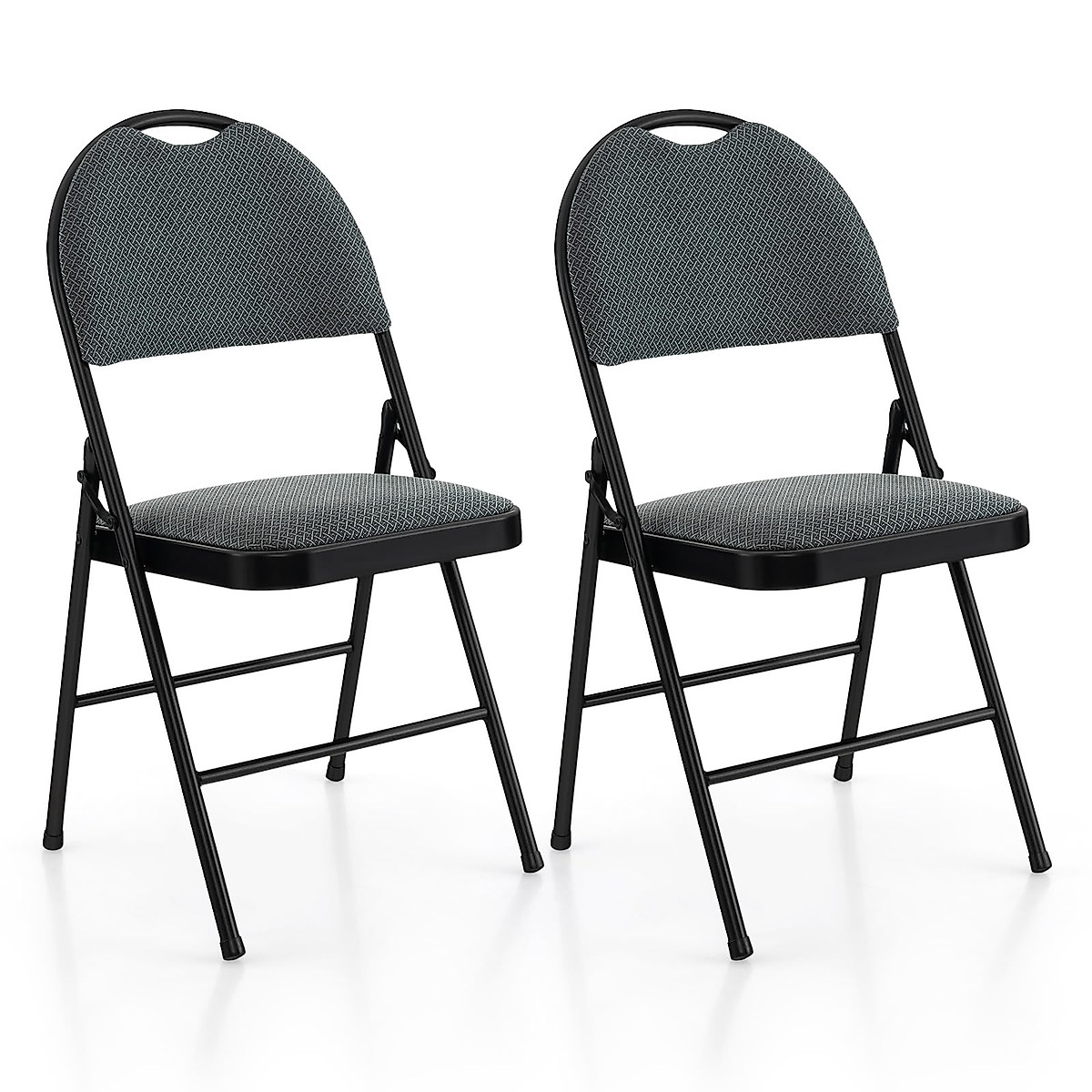 S AFSTAR 2 Pack Folding Chair with Padded Seat, Metal Steel Folding Chairs with Upholstered Seat & Portable Handle, Portable Foldable Chairs for Home & Office, Reception Room Church Wedding Events