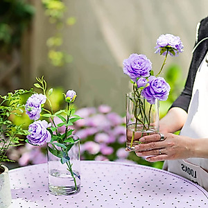 Hewory Glass Cylinder Vases Set of 6, Hurricane Candle Holders for Pillar or Floating Candles, Tall Clear Vase for Centerpieces, Round Vases for Wedding Anniversary Events Home Table Decor, 5.9in