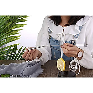 Reusable Metal Straws 50Pack,8.5"Stainless Steel Straws In Bulk 215x6mm Straight Bent Curved Drinking Straws for 20oz Tumblers Yeti Mugs (Silver straight straw-50Pack-215)