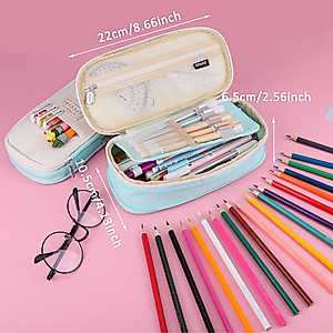 Oyachic Big Capacity Pencil Case, Telescopic Pencil Pouch,Zipper Pen Bag,Canvas Markers Organization Makeup Bag Box,Pencil Holder Office Supplies