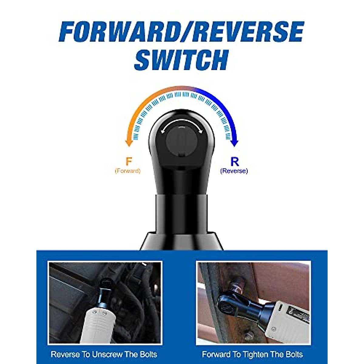 NINOUKO Cordless Electric Ratchet Wrench Set, 3/8" 12V Power Ratchet Driver, 400 RPM 40 Ft-lbs Battery Ratchet with 8 Sockets & 2-Pack 2.0Ah Battery