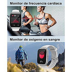 RUIMEN Smart Watch Answer/Make Calls Fitness Watch with Spare Strap Reloj Inteligente 1.7”Full Touch Smartwatchs for Women Men Heart Rate/Sleep Monitor Watch 100+ Sports IP68 Waterproof(Gray)