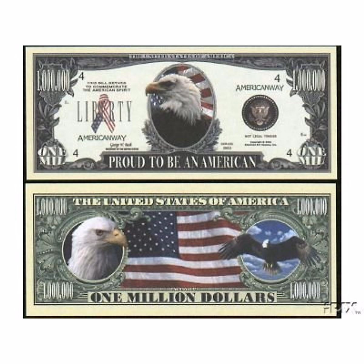 American Eagle "Pride" Million Dollar Bill With Bill Protector - Novelty Money