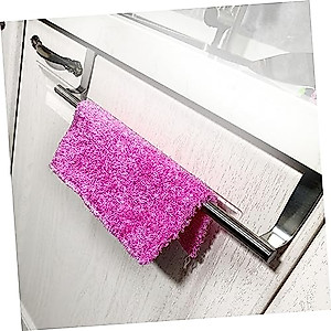 Towel Rack Cleaning Cloth Hanger Traceless Towel Shelf Kitchen Towel Bar Kitchen Utensils Towel Bar Cabinet Towel Holder Kitchenwares Hanging Shelf Kitchenwares Rack Silver FONDOTIN